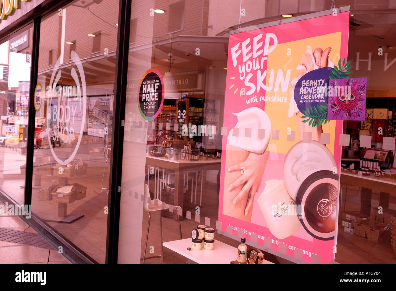 the body shop window display in westwood cross east kent uk october ...