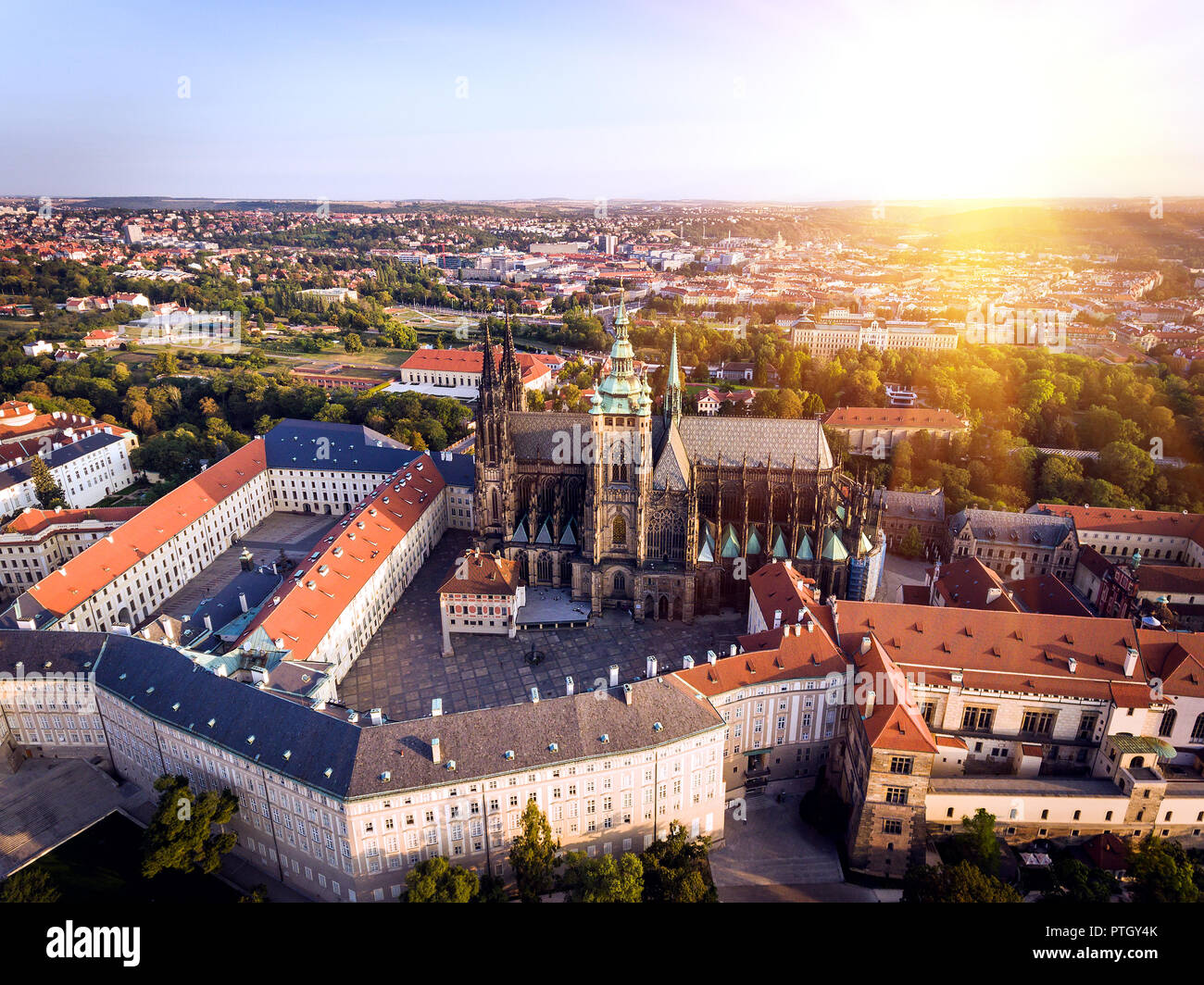 Prague Castle, President Residence, the city view from above Stock ...