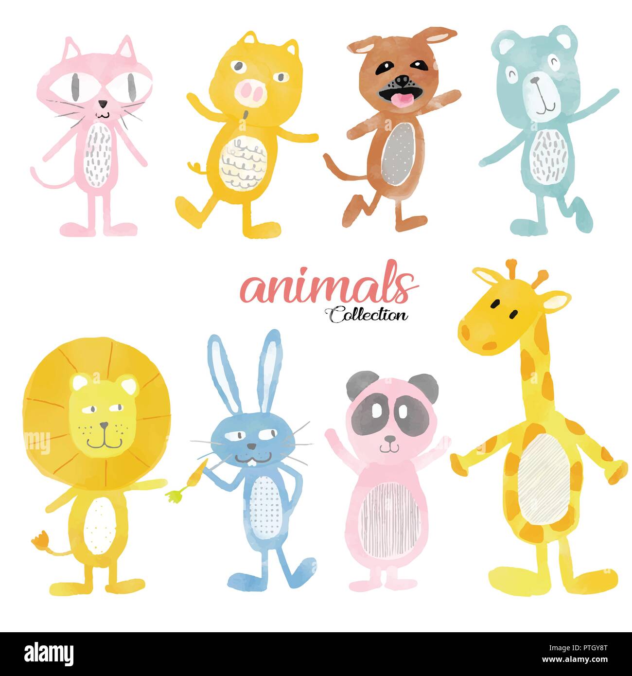 watercolour cute wild animals set Stock Vector Image & Art - Alamy