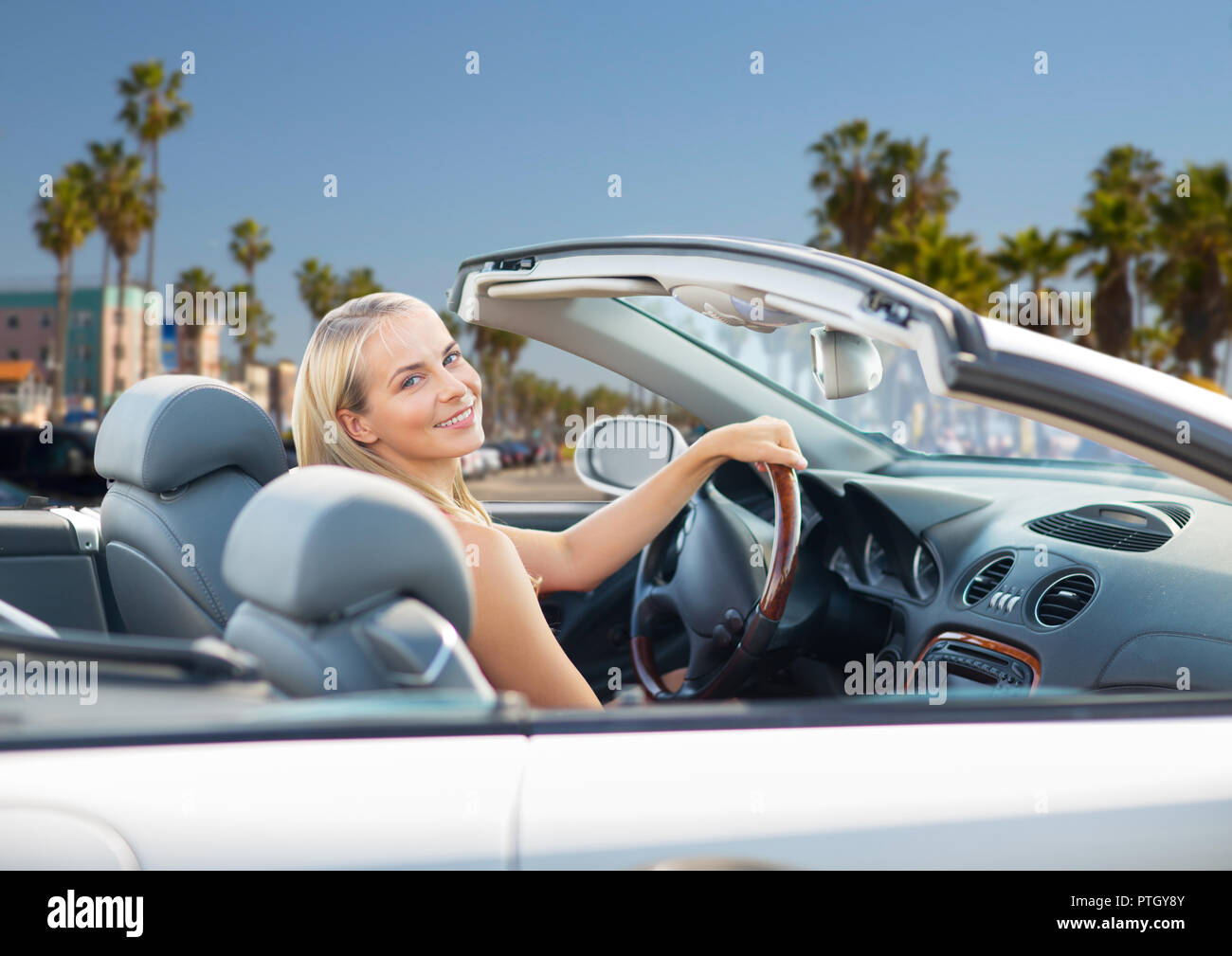 Woman driving convertible hi-res stock photography and images - Alamy