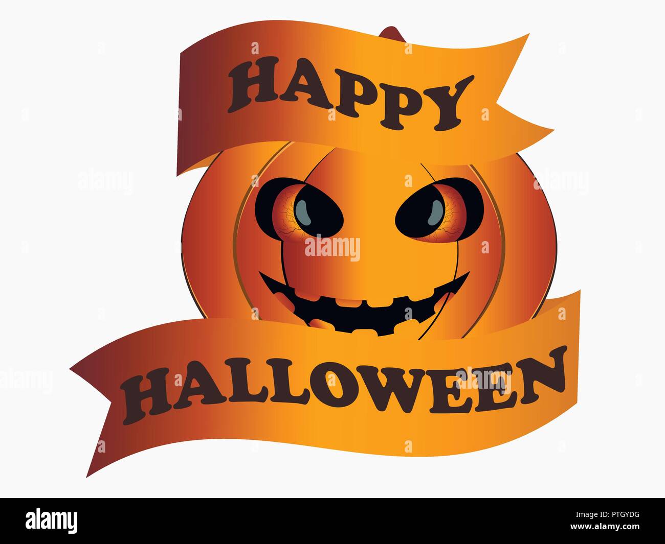 Happy Halloween. Pumpkin with ribbon, greeting card design element ...