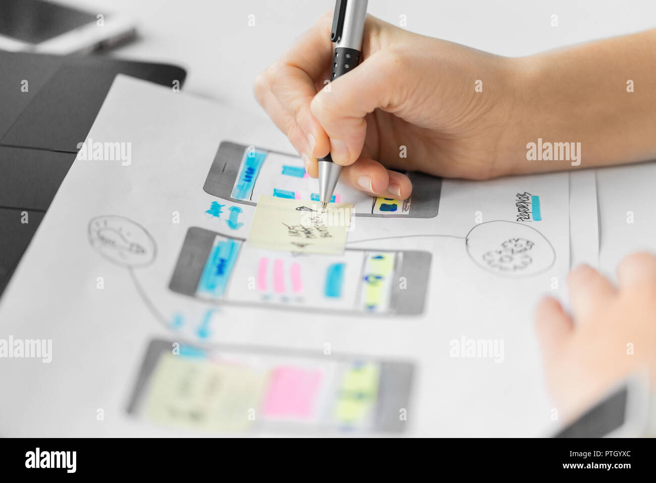 web designer working on user interface wireframe Stock Photo - Alamy