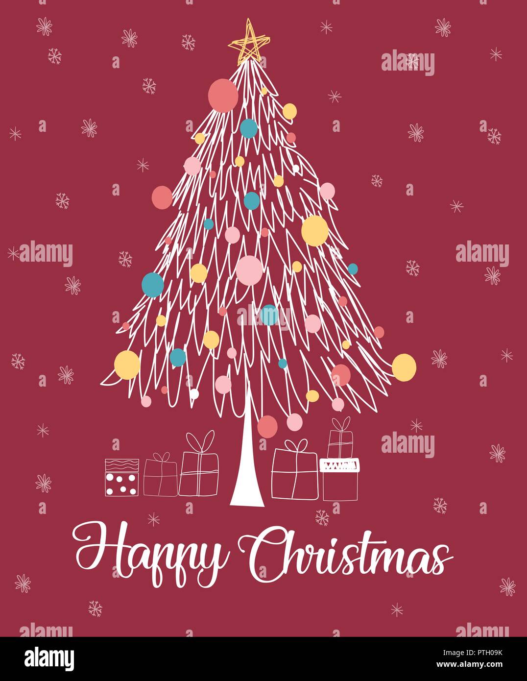 Merry christmas line tree Stock Vector Images - Alamy