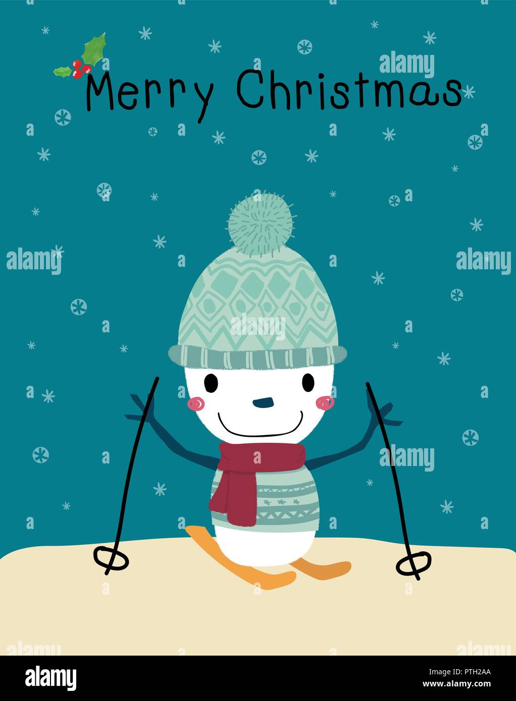 Happy boy playing snow Stock Vector Images - Alamy