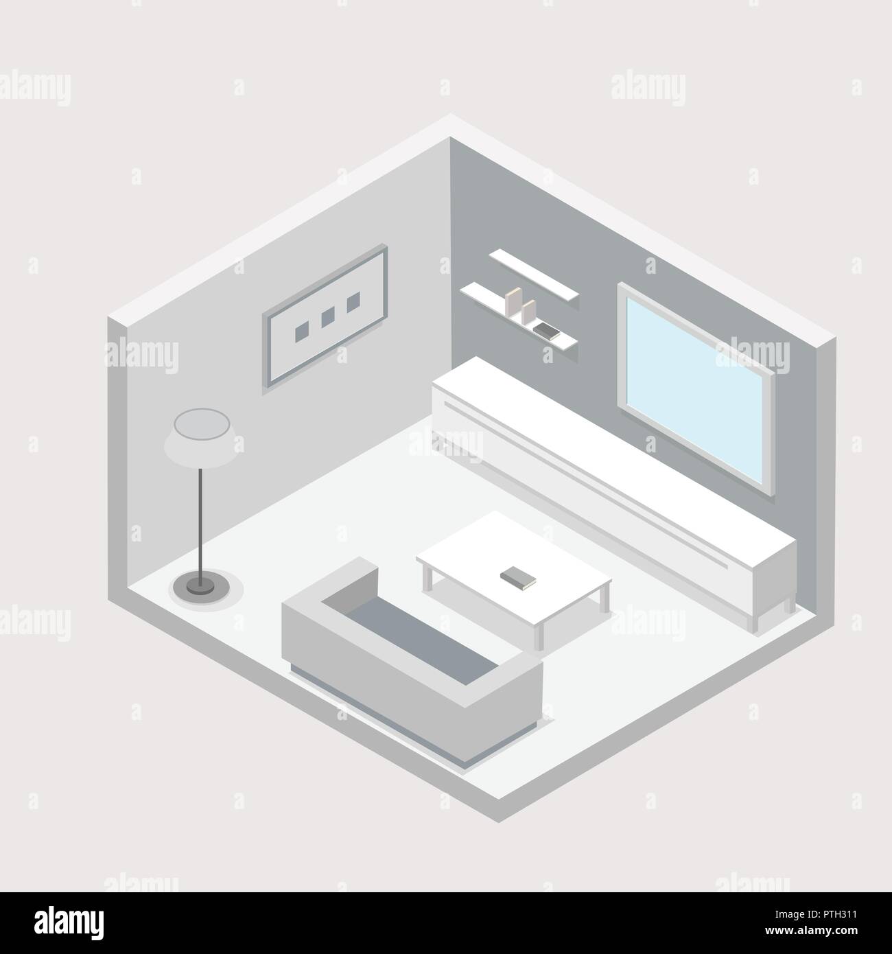 Cabinet tv in interior Stock Vector Images - Alamy