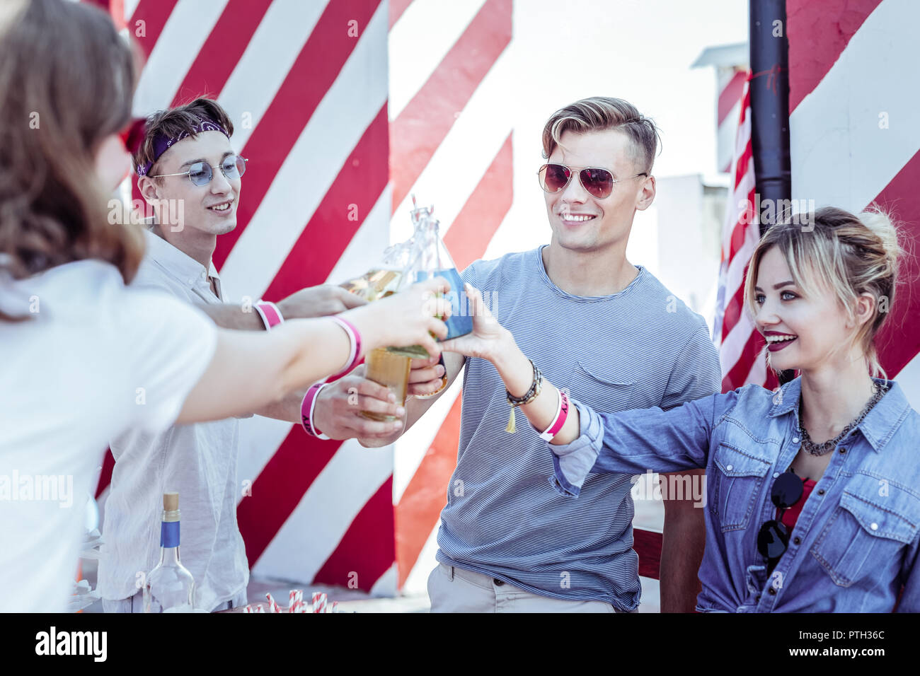 Positive delighted colleagues having rest after work Stock Photo - Alamy