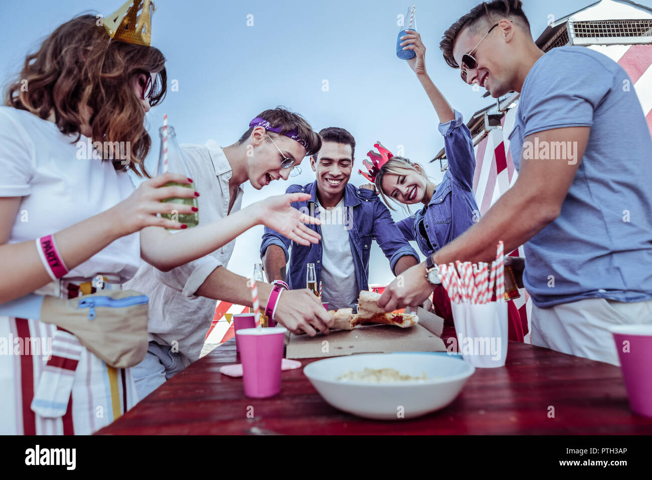 Positive delighted students having celebration of exams finish Stock ...