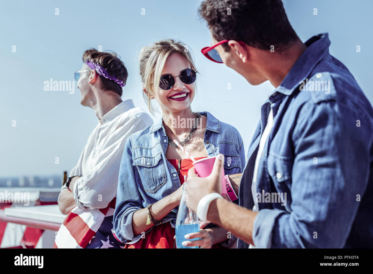 Charming girl talking with her international partner Stock Photo - Alamy