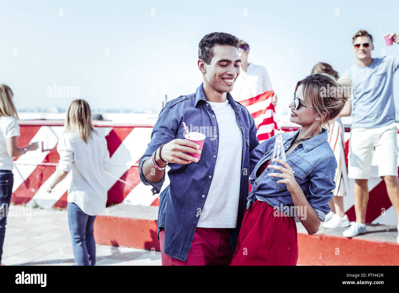 Handsome male person looking with love at friend Stock Photo - Alamy