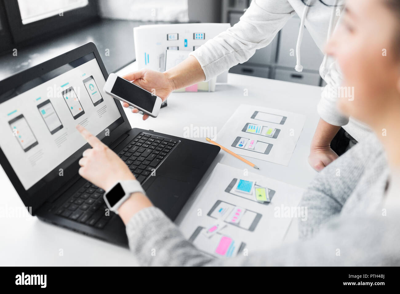Woman user smartphone design hi-res stock photography and images - Alamy