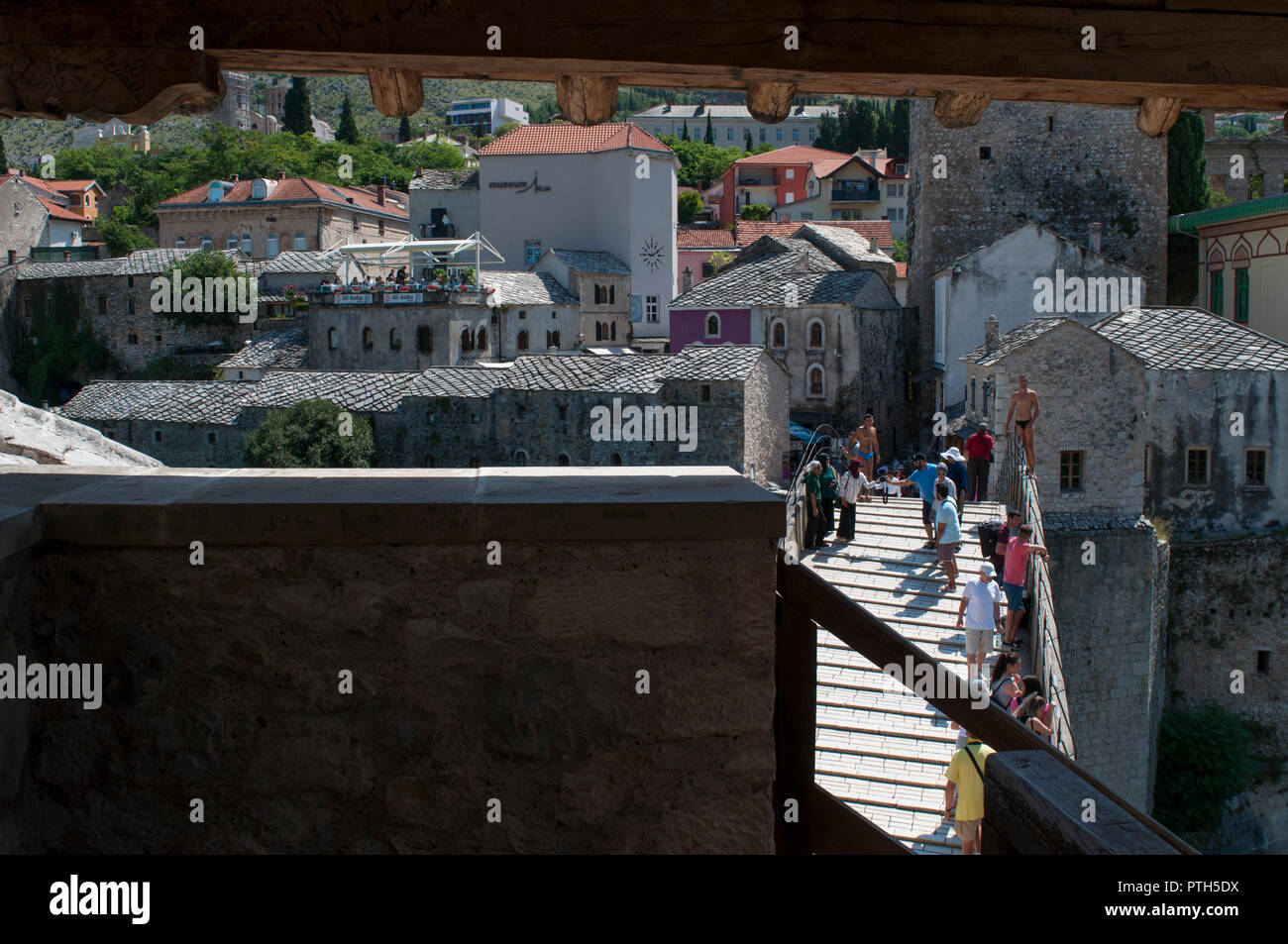 Mostar: diver before jumping from Stari Most, bridge from which the ...