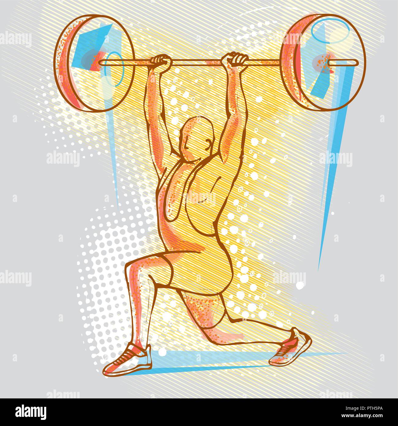 Weightlifter on graphic background, vector image Stock Vector Image ...