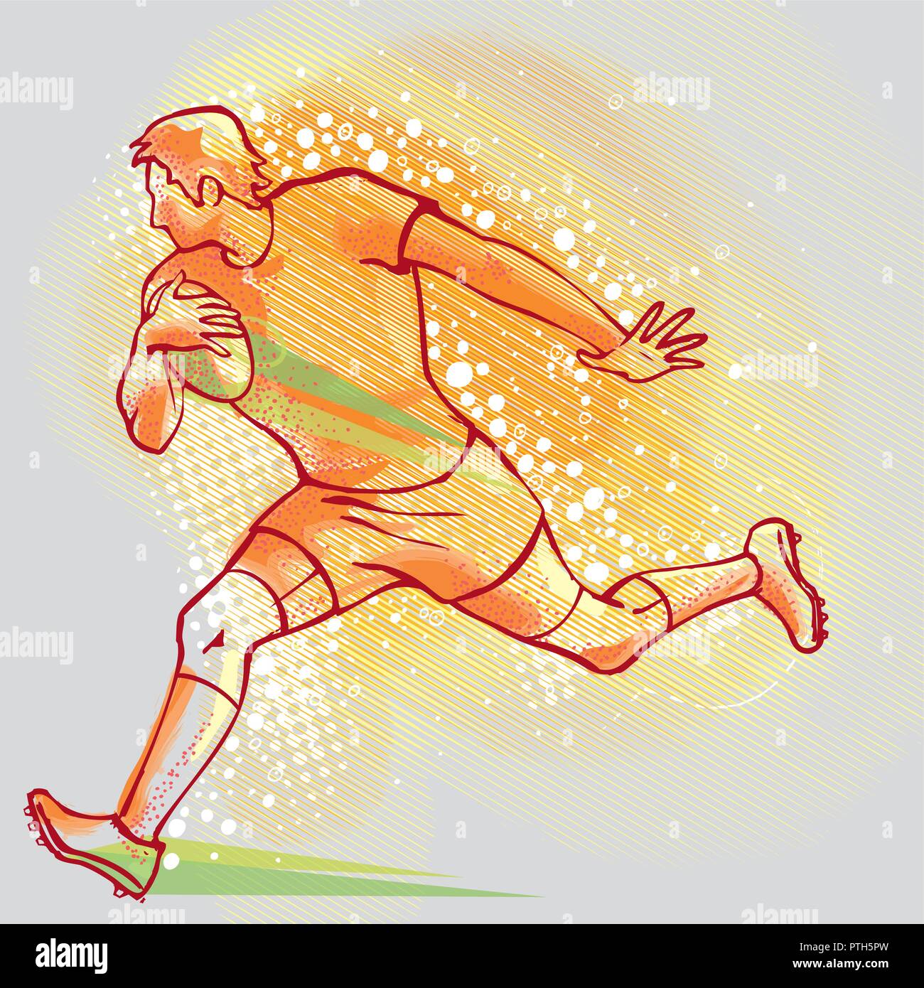 Rugby player on graphics background, vector image Stock Vector Image ...
