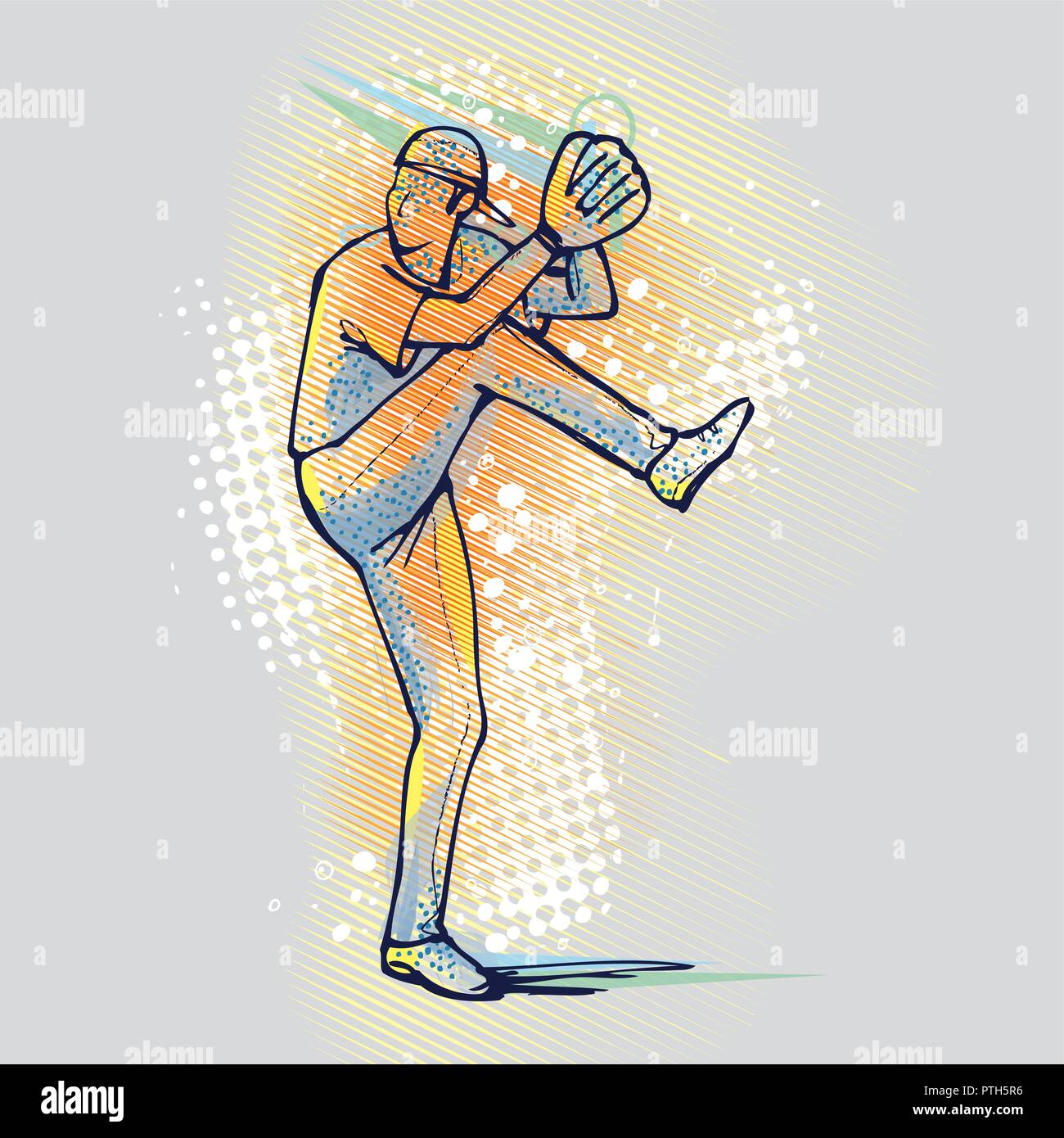 Baseball player on graphics background, vector image Stock Vector Image ...