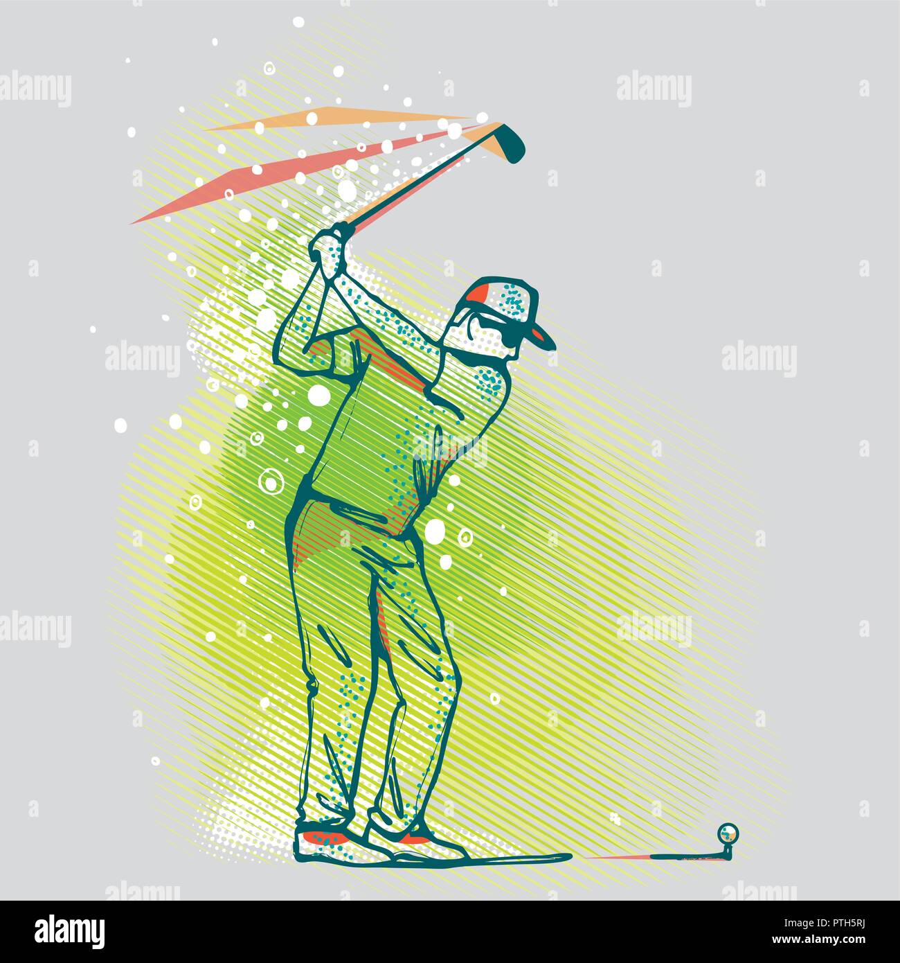 Golf player on graphics background, vector image Stock Vector Image ...