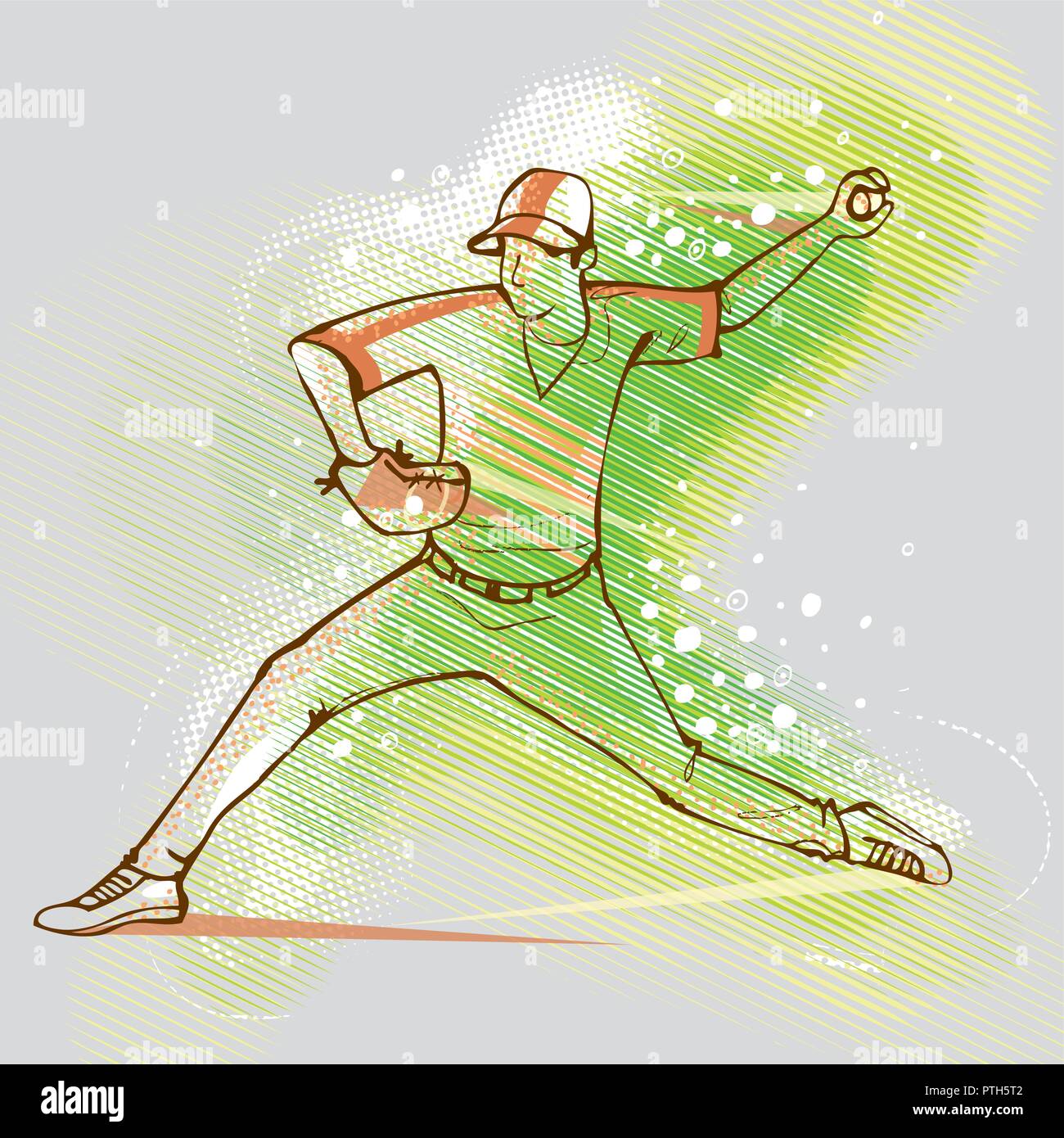 Baseball player on graphics background, vector image Stock Vector Image ...