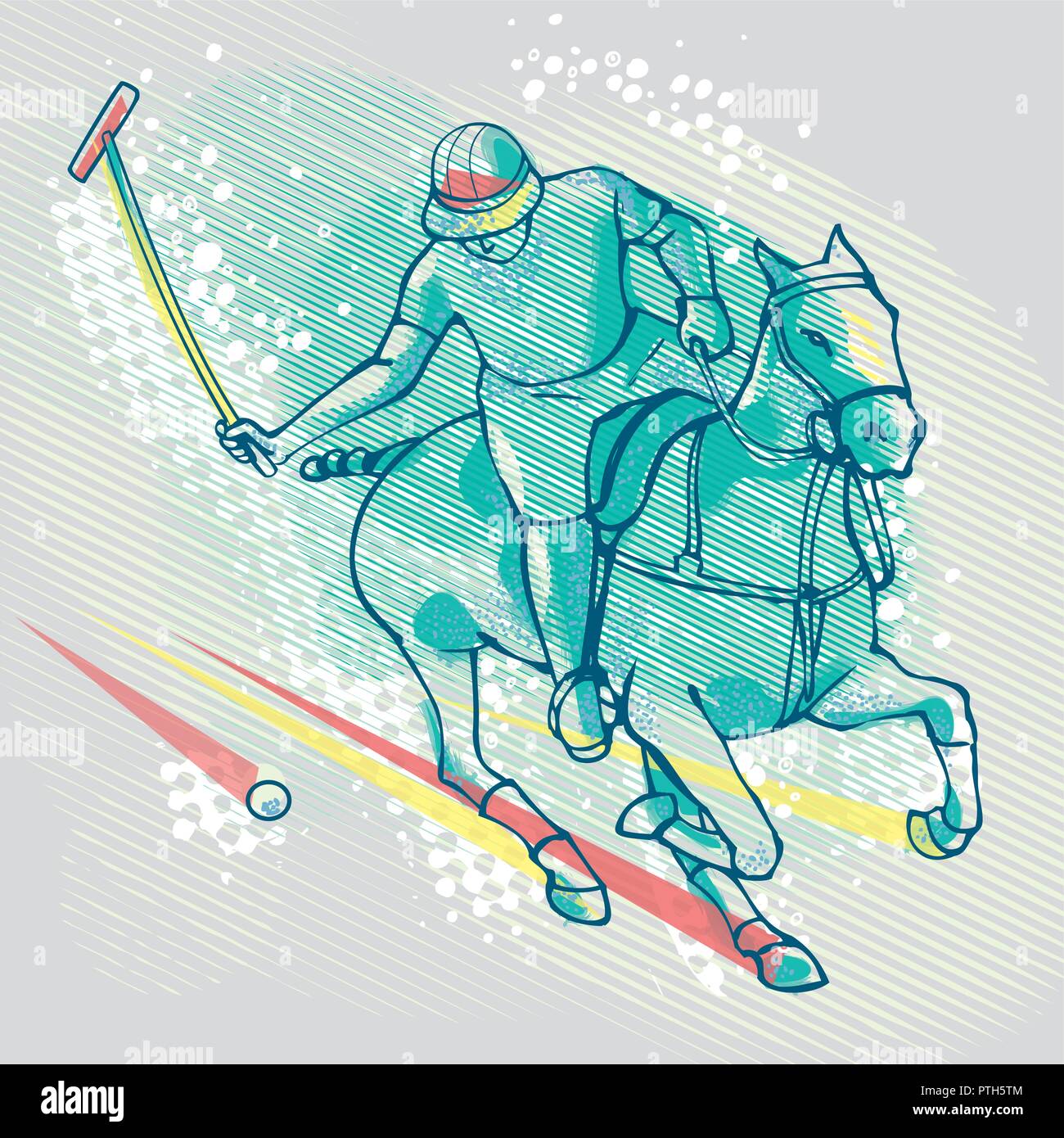 Polo player on graphics background, vector image Stock Vector Image ...