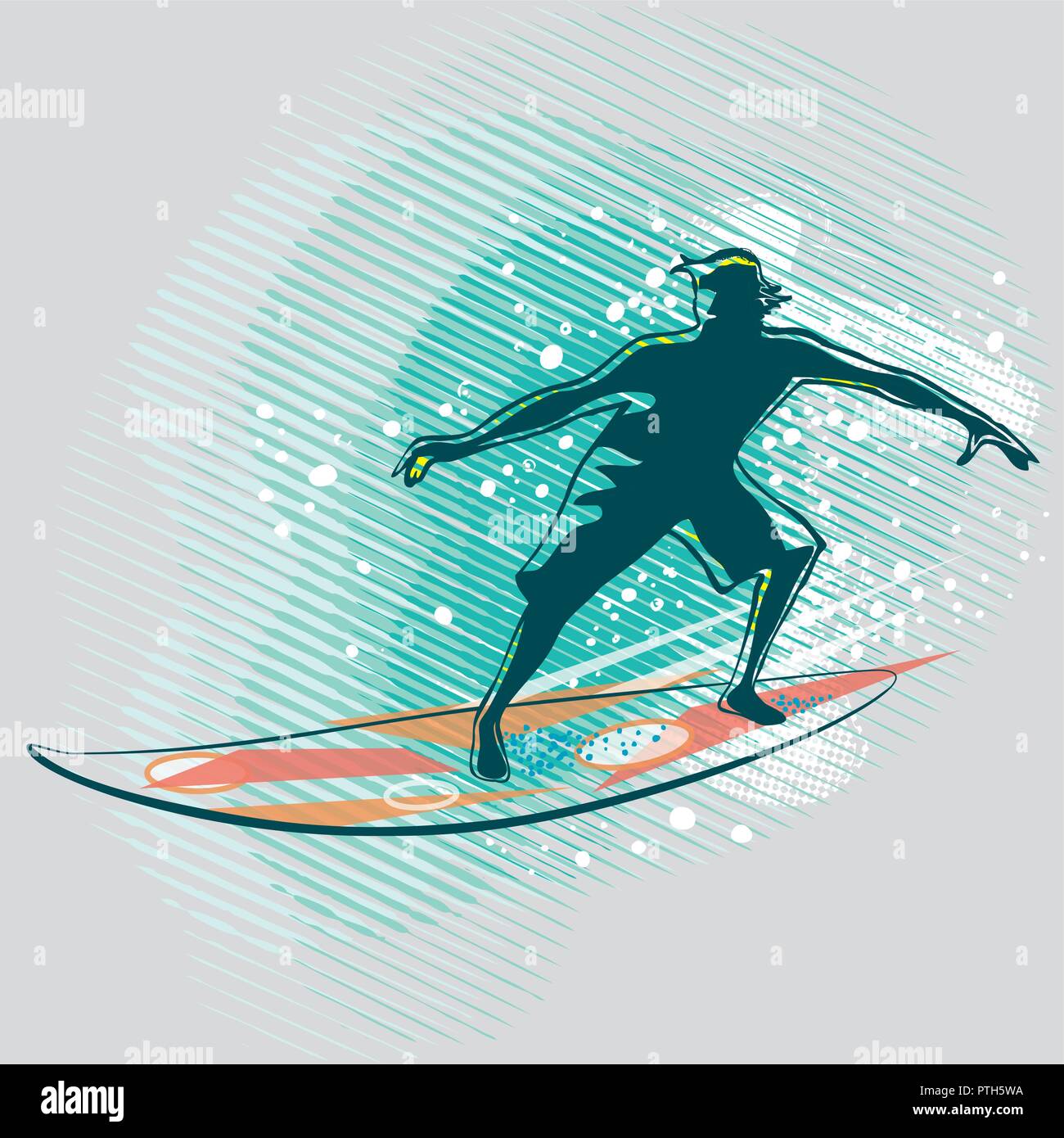 Surfer Riding Wave Graphic