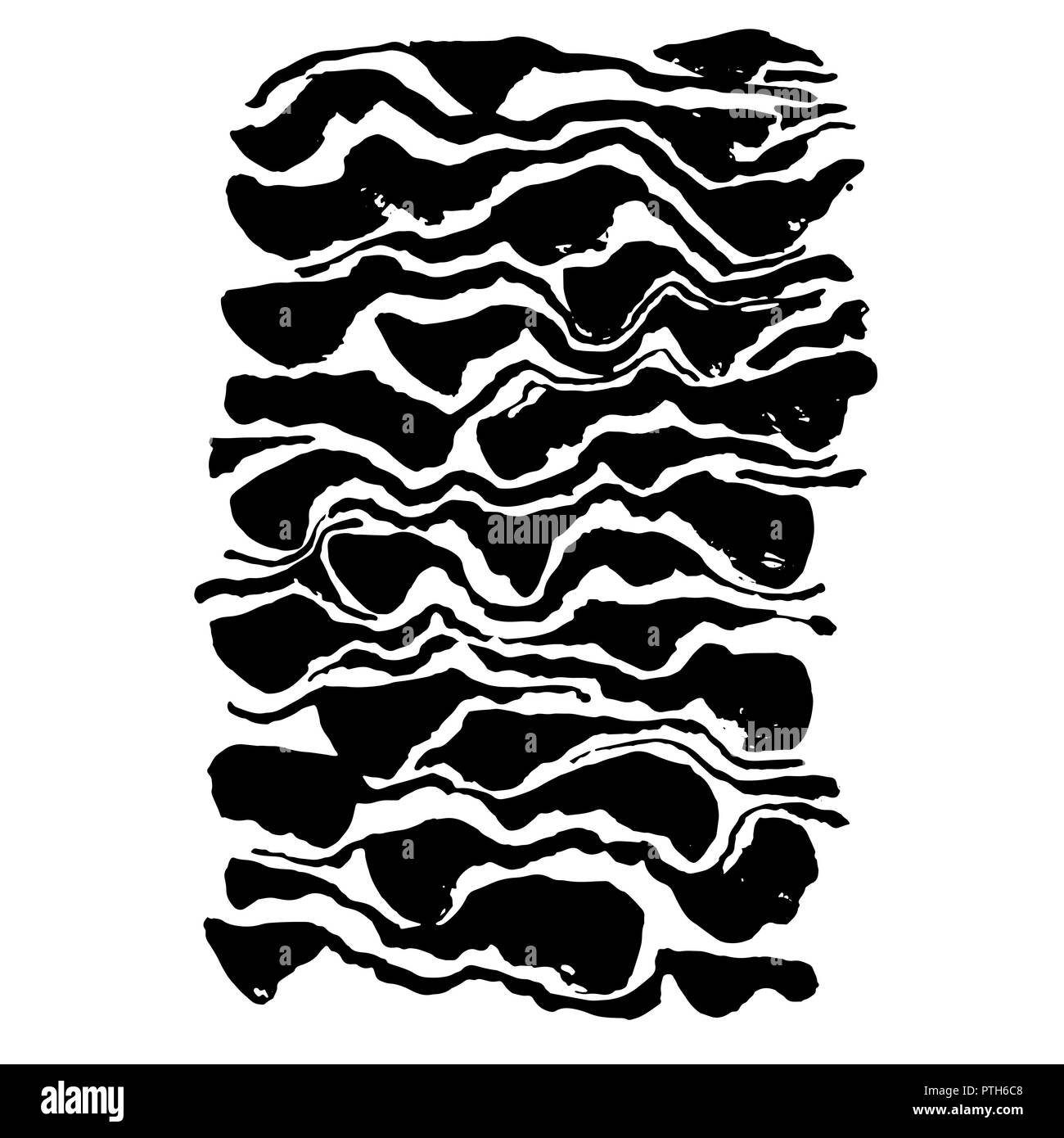 Brush painted wave pattern. Black and white stripes grunge background ...