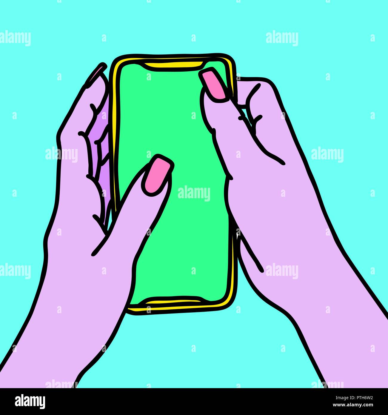 Finger touching smartphone screen vector hi-res stock photography and ...