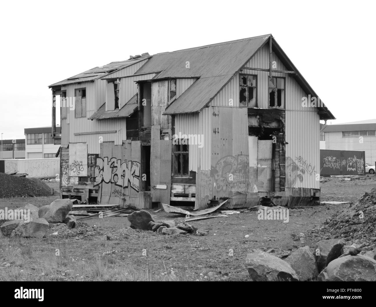 Spooky Yellow Condemned Home Building ready for Demolition at Harbor ...