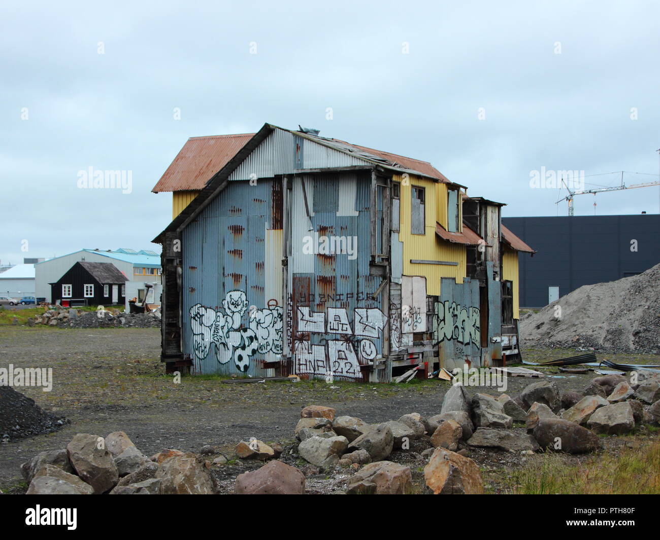 Spooky Yellow Condemned Home Building ready for Demolition at Harbor ...