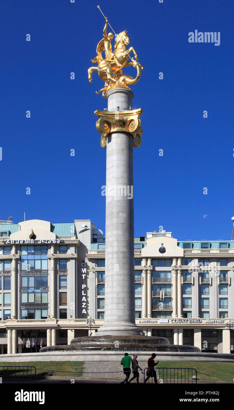 Georgia, Tbilisi, Liberty Square, St George statue Stock Photo - Alamy