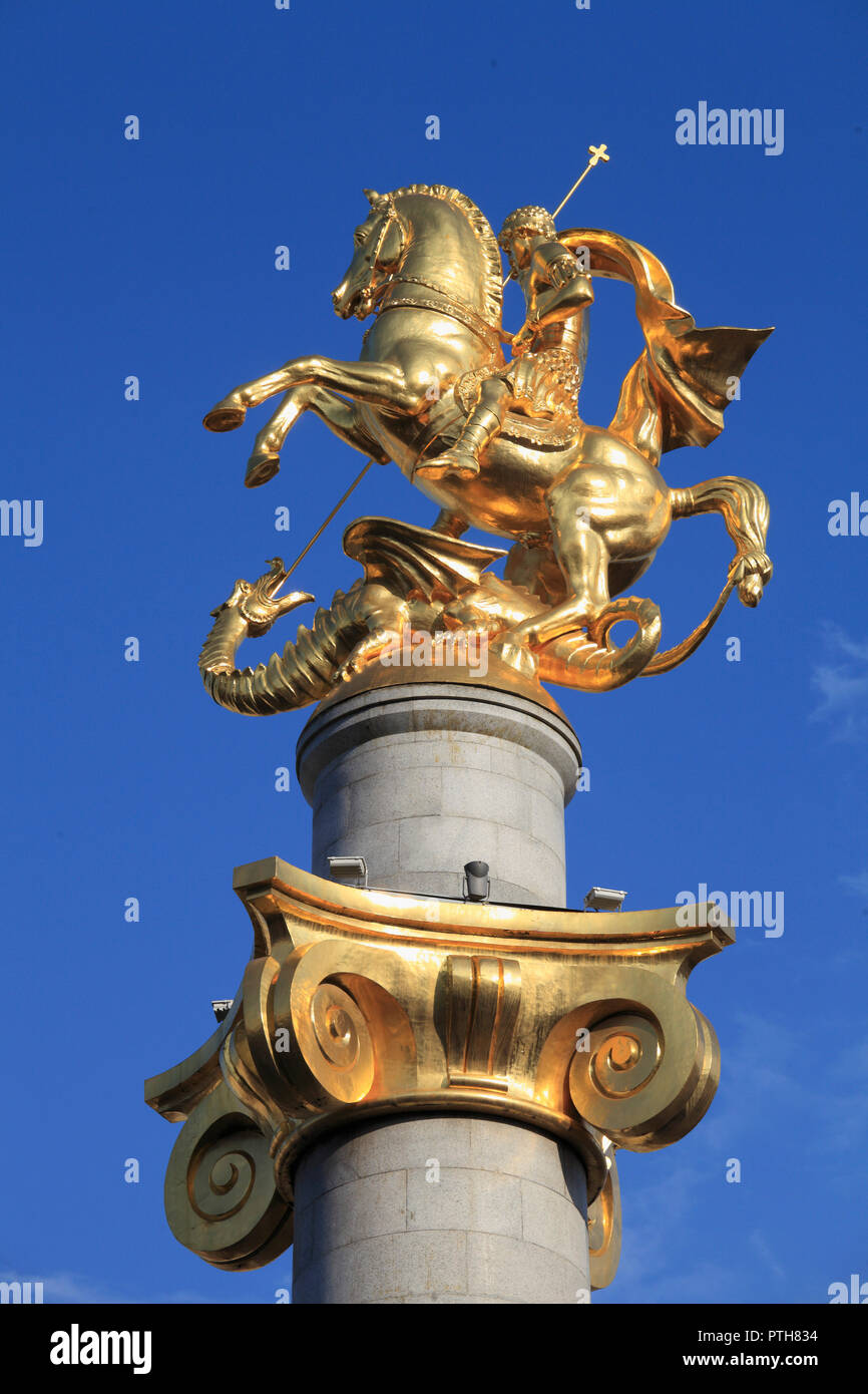 Georgia, Tbilisi, Liberty Square, St George statue Stock Photo - Alamy
