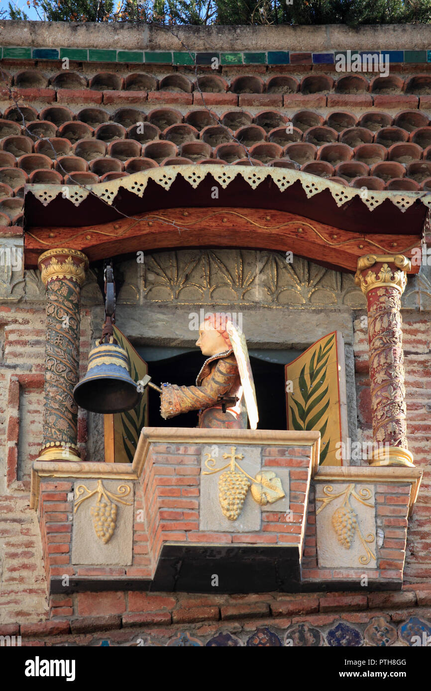 Georgia, Tbilisi, Gabriadze Theatre, Clock Tower, angel ringing the ...