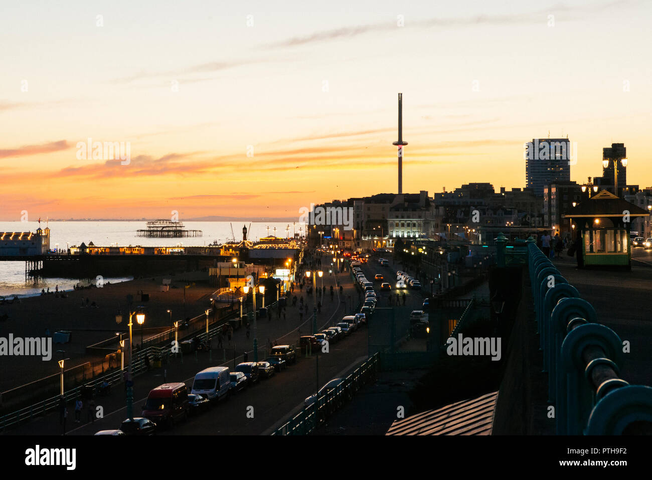 Brighton sunset, West pier and i360 Stock Photo - Alamy