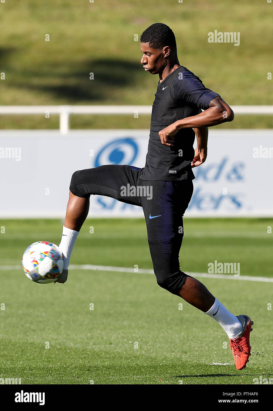 England's Marcus Rashford during the training session at St George's ...