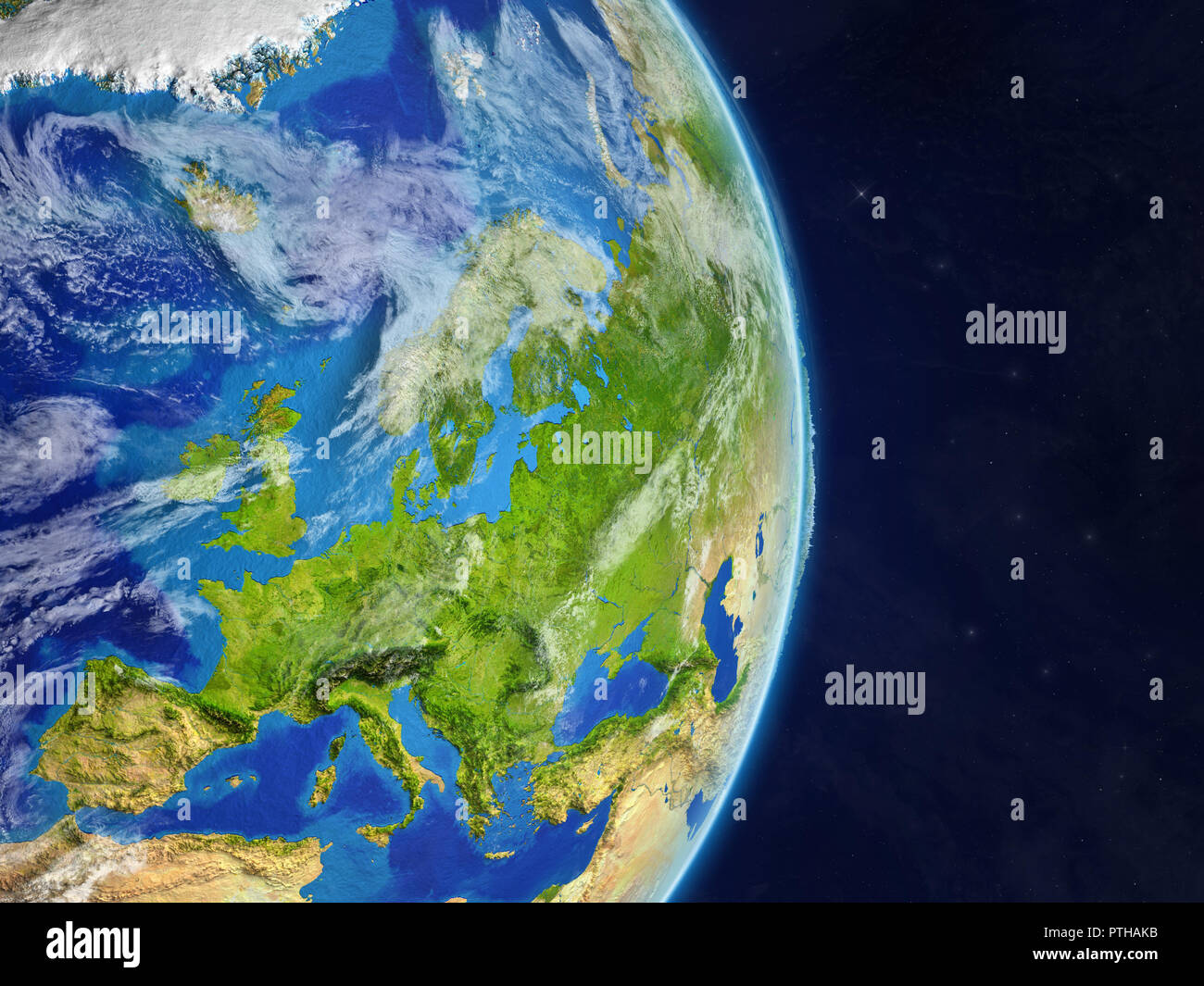 Europe from space on model of real planet Earth with highly detailed ...