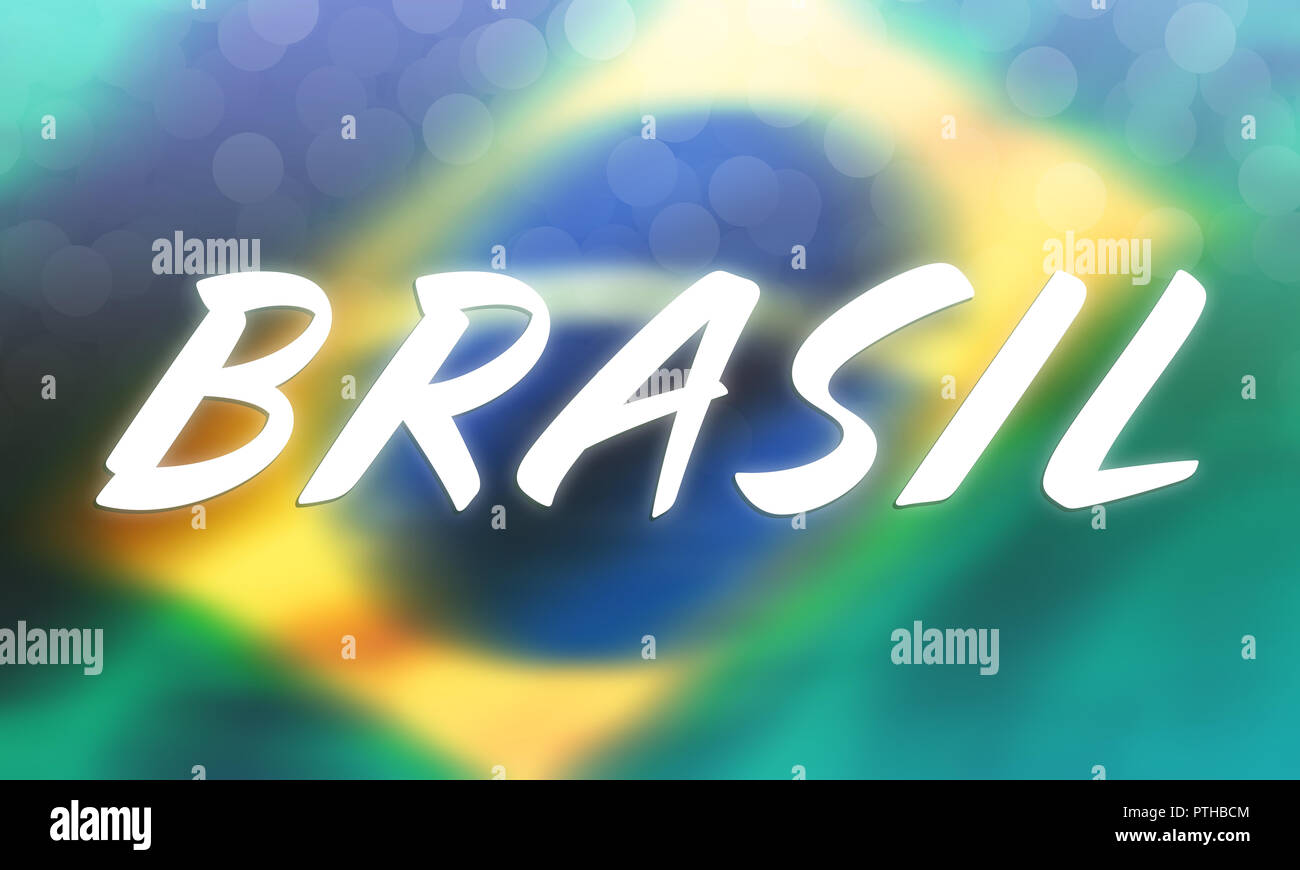 Illustrative modern art of the Brazil. Brazil s flag on background and ...