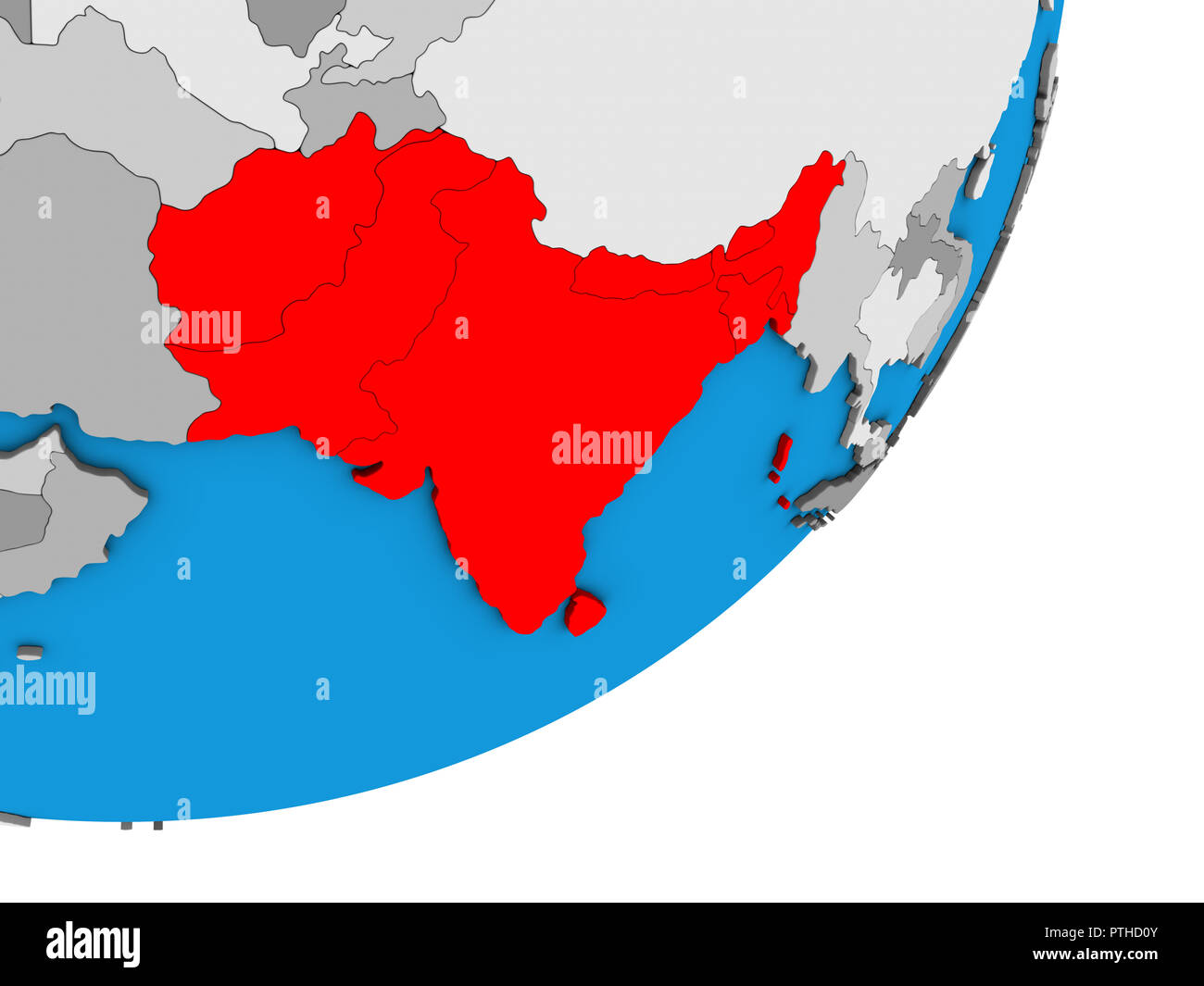 SAARC memeber states on blue political 3D globe. 3D illustration Stock ...