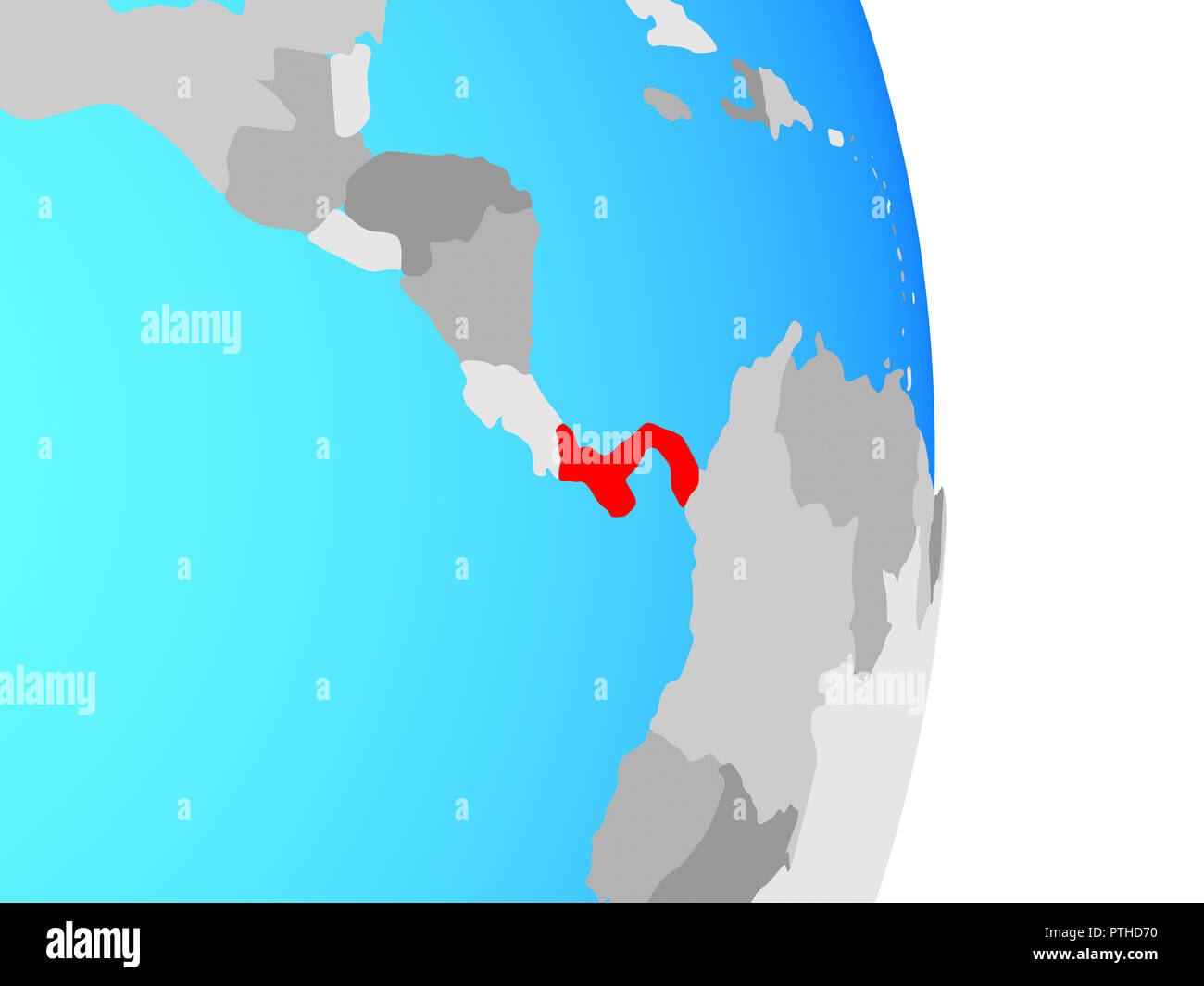 Panama on simple political globe. 3D illustration Stock Photo - Alamy