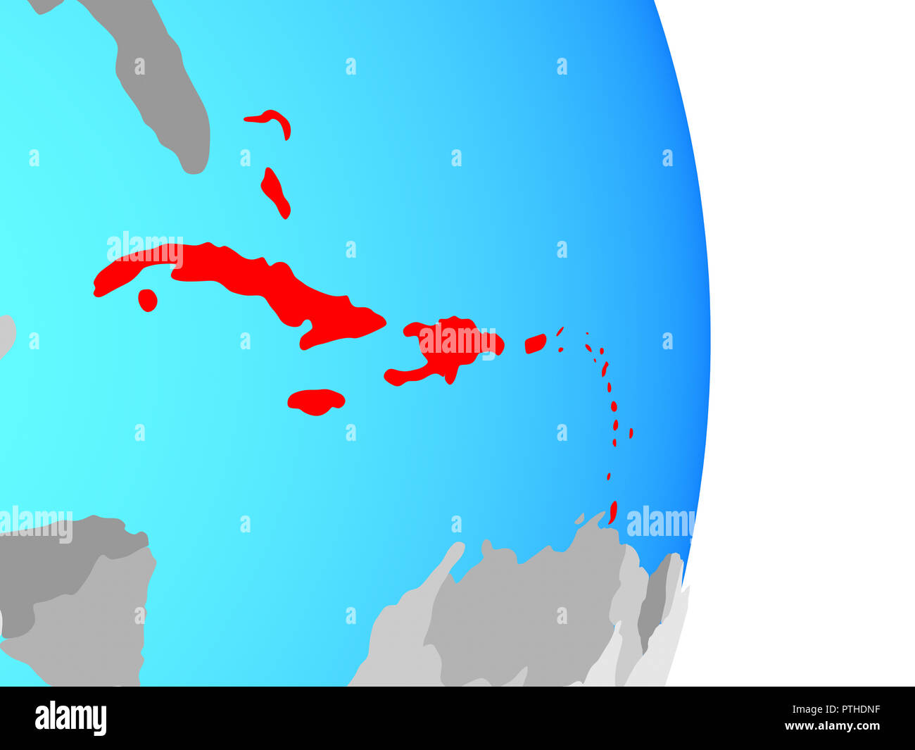 Caribbean on simple political globe. 3D illustration Stock Photo - Alamy