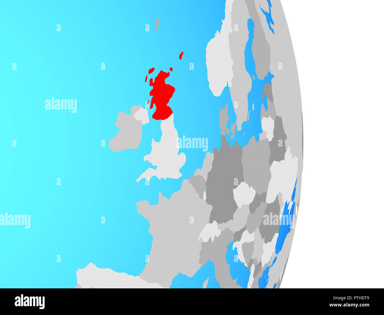 Scotland on simple political globe. 3D illustration Stock Photo - Alamy