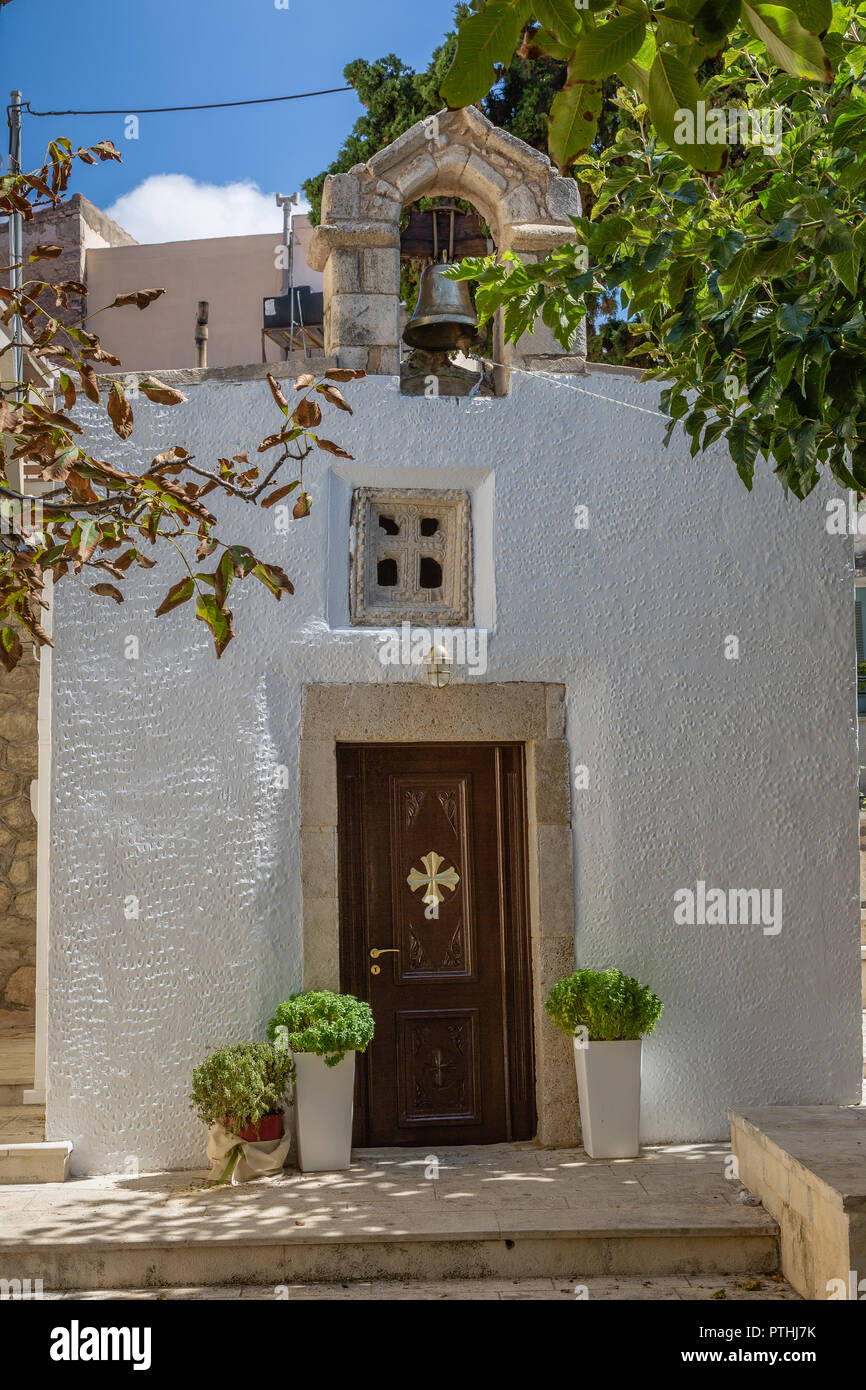 Temple of the Holy Cross in the mountain town of Archanes on the island ...