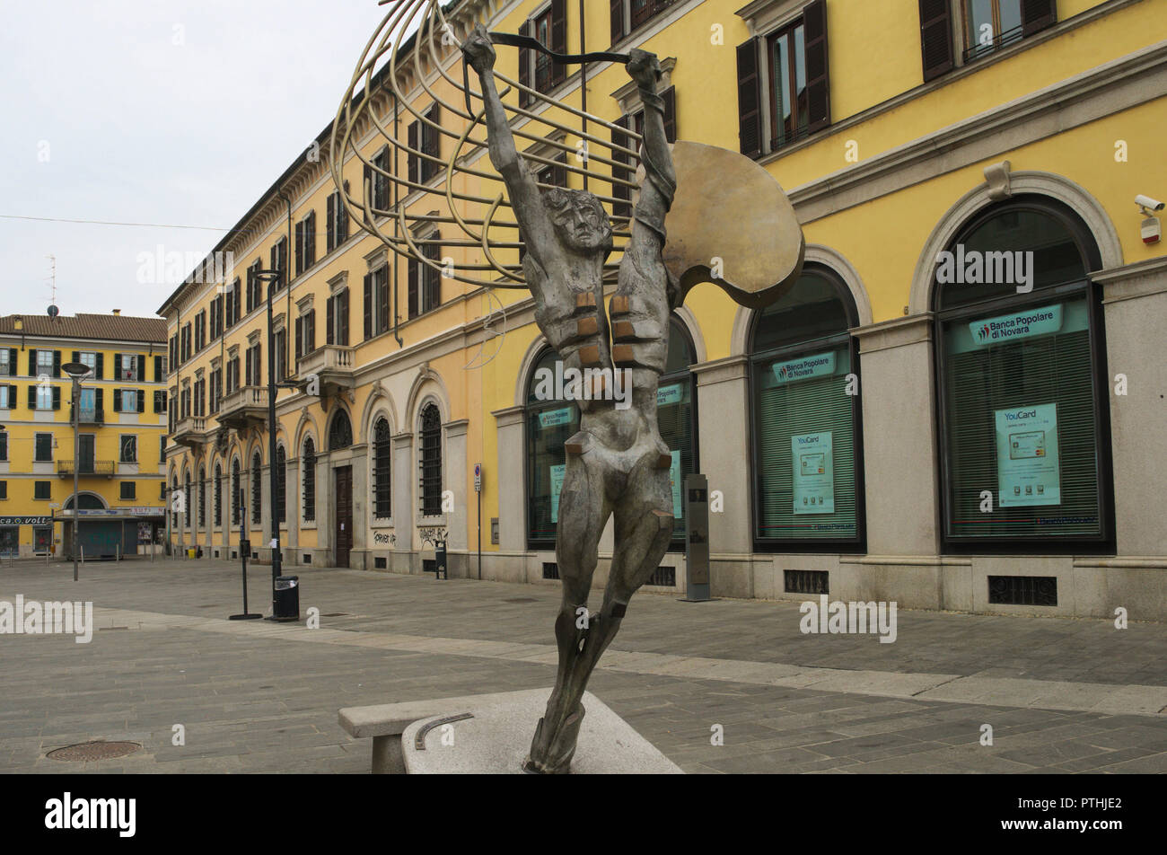 Piazza Gramsci with the sculpture Icarus (Icaro) by Giancarlo Marinucci ...
