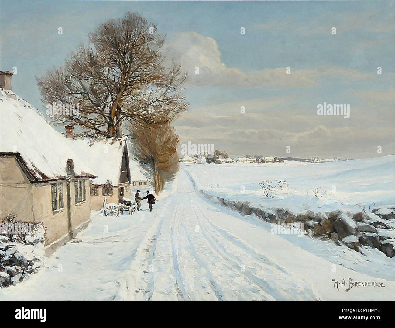 Brendekilde Hans Andersen - Winter Day. the Country Postman Is Visiting ...