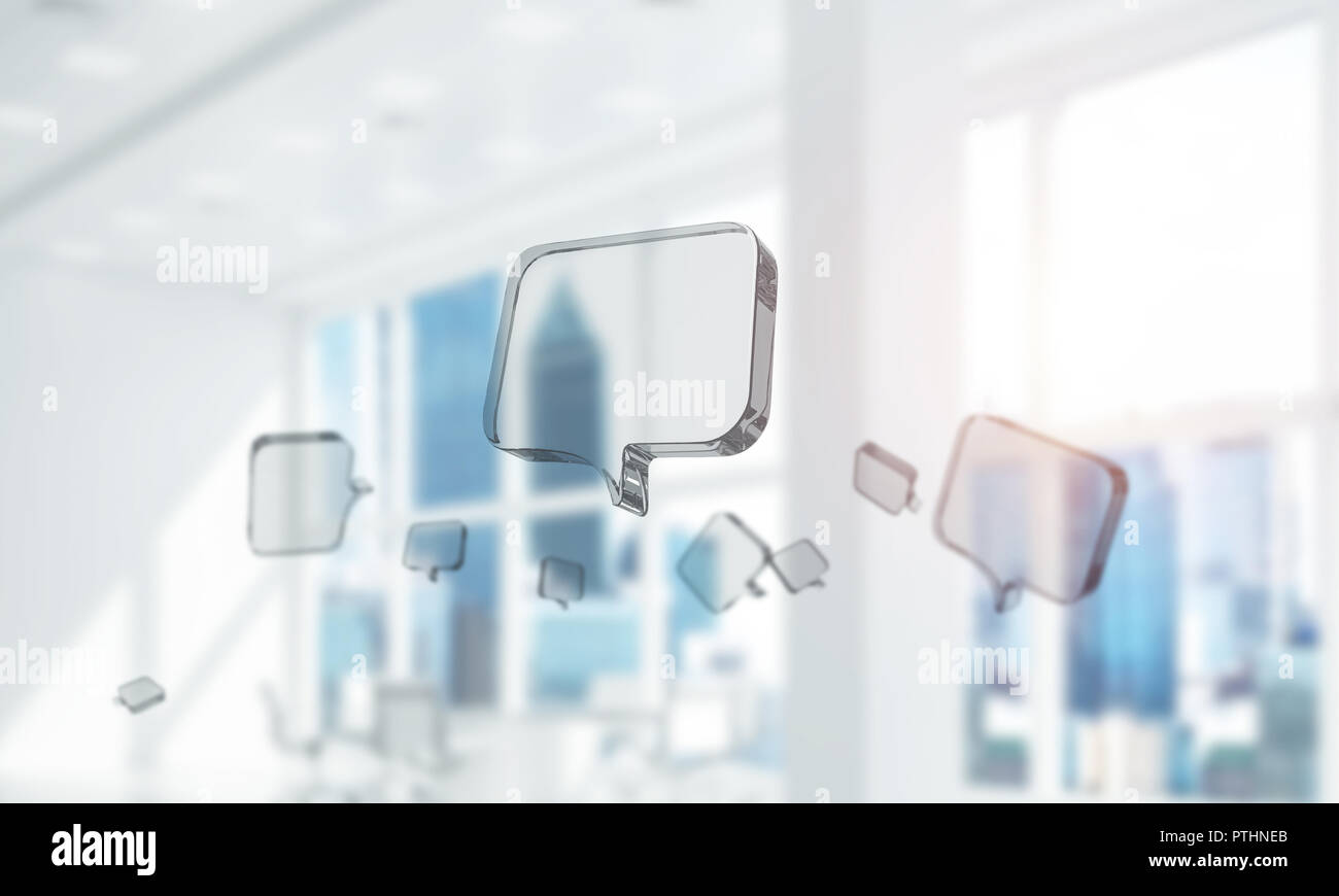 Concept of communication by glass empty chat icon on office back Stock ...