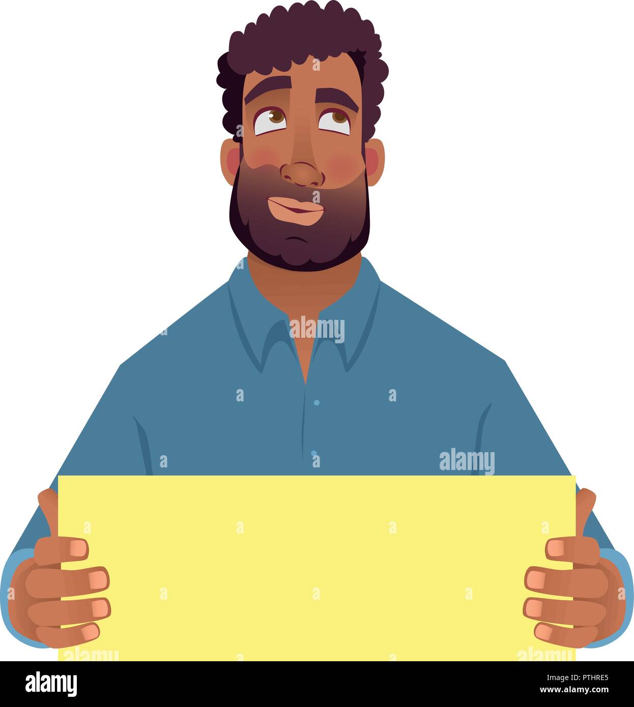 Afro man showing blank Stock Vector Images - Alamy