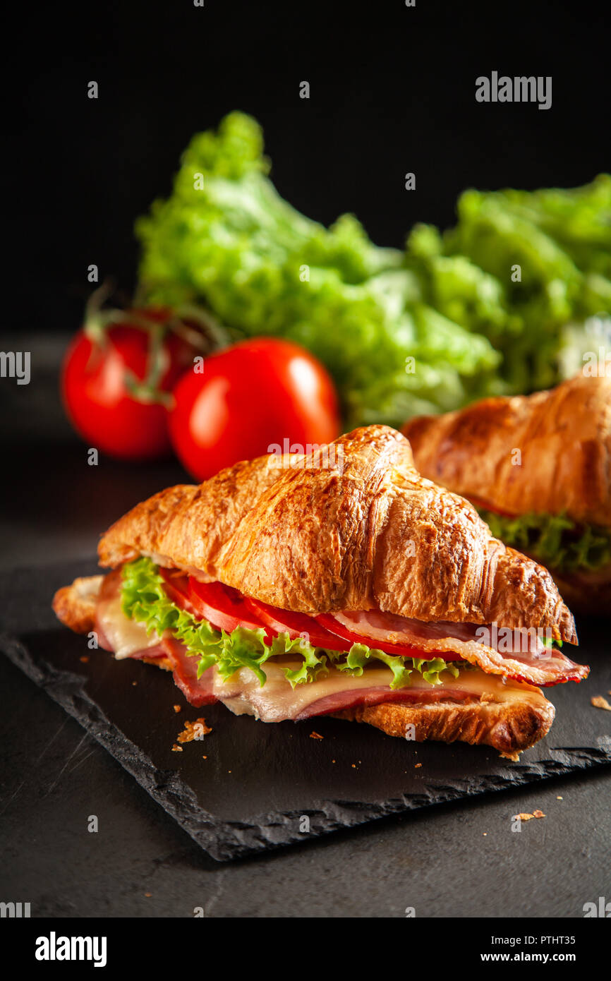 Classic BLT croissant sandwiches Stock Photo - Alamy