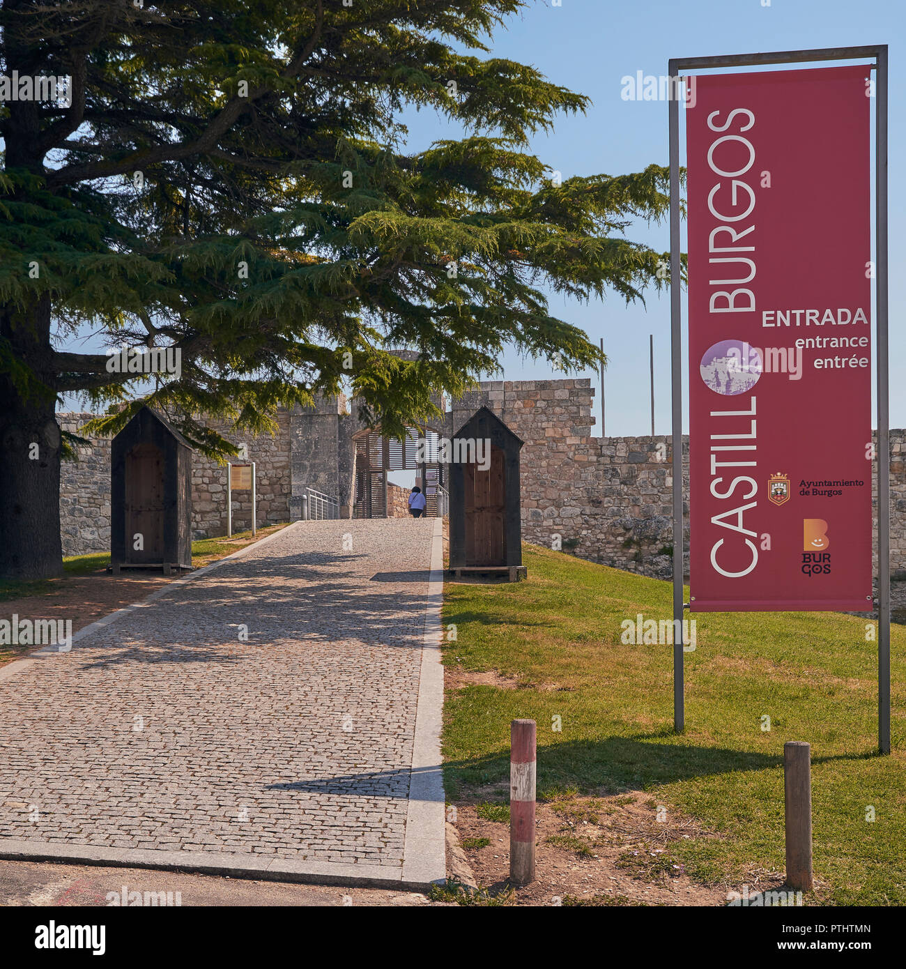 Entrance of the castle of Burgos located on the hill of San Miguel ...