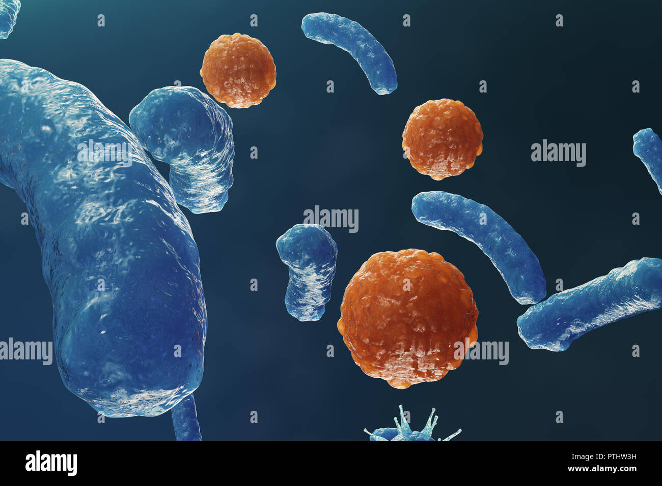 3D illustration Virus backgorund. Viruses influenza, hepatitis, AIDS, E ...