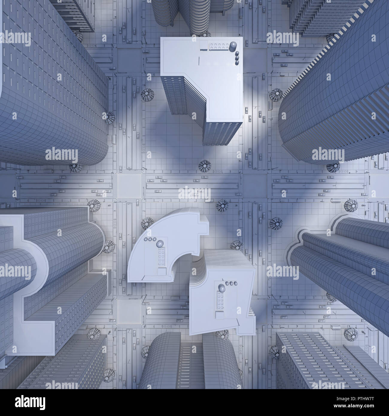 monotonous modern city from top view. 3d rendering Stock Photo - Alamy