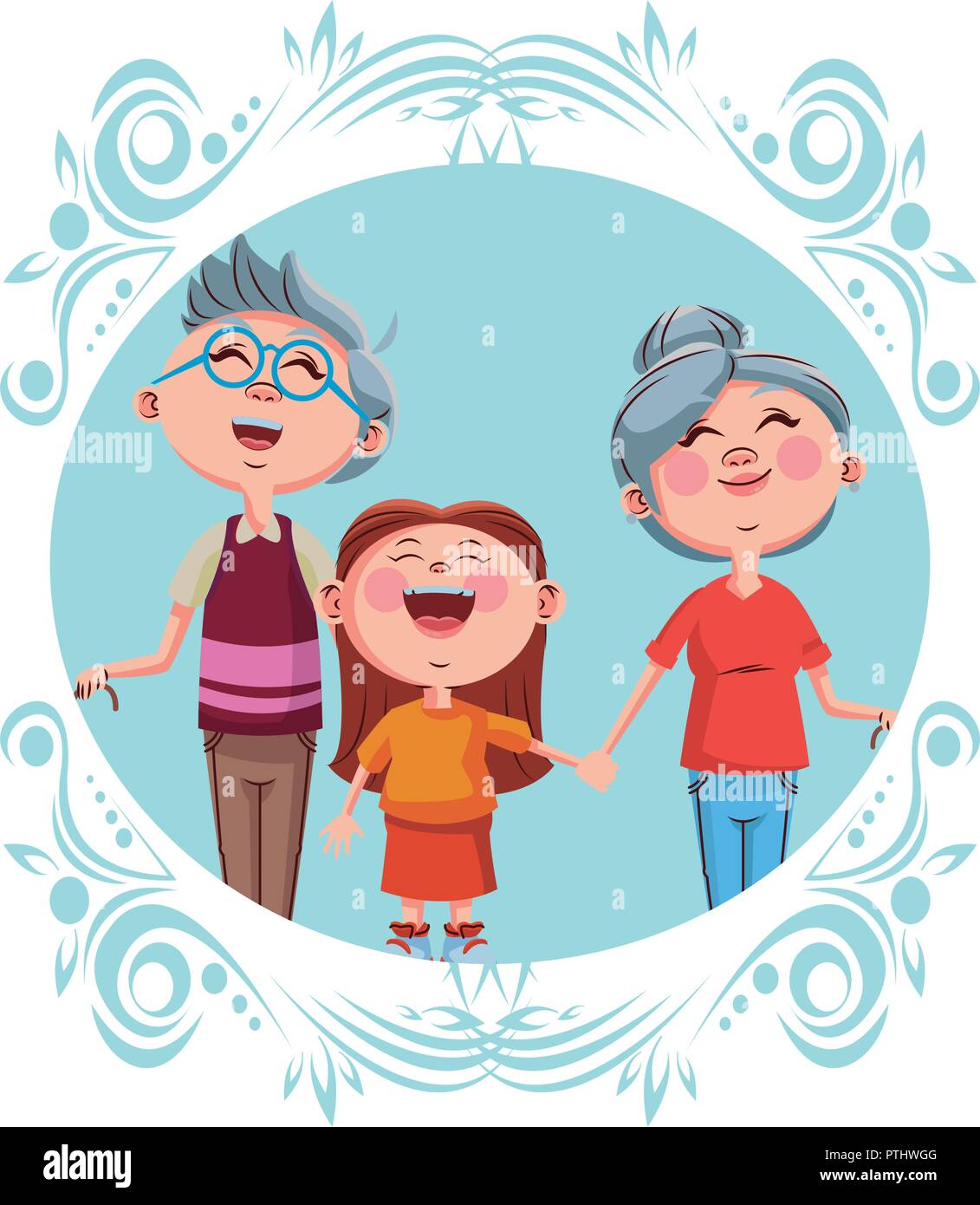 Grandparents and grandchildren cartoon Cut Out Stock Images & Pictures ...