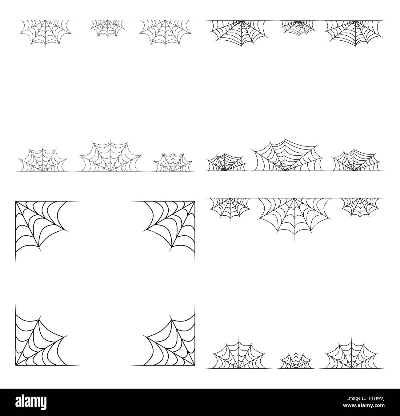 spiderweb frame, border, divider isolated on white background Stock ...