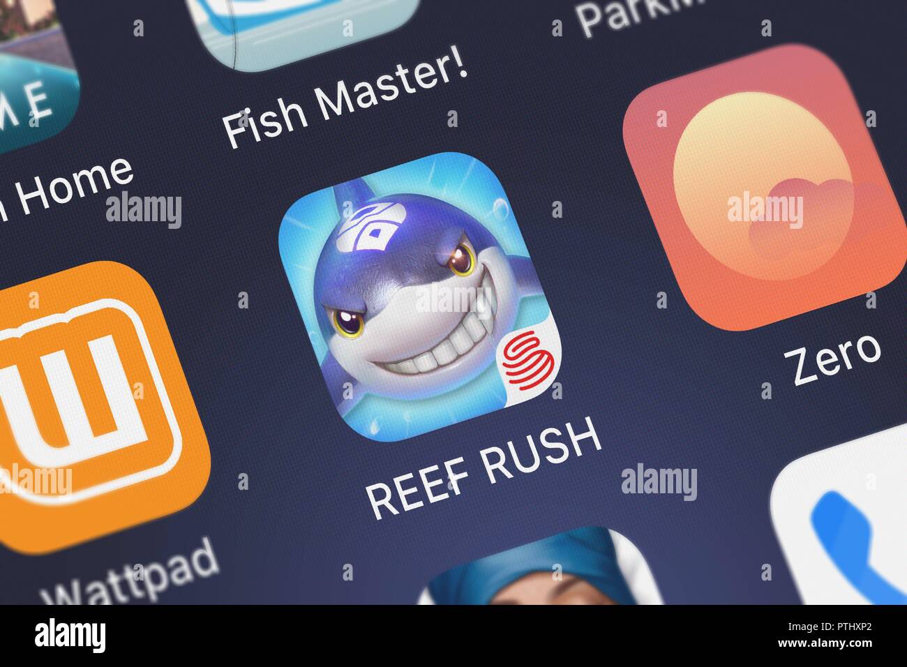 London, United Kingdom - October 09, 2018: Screenshot of the REEF RUSH ...