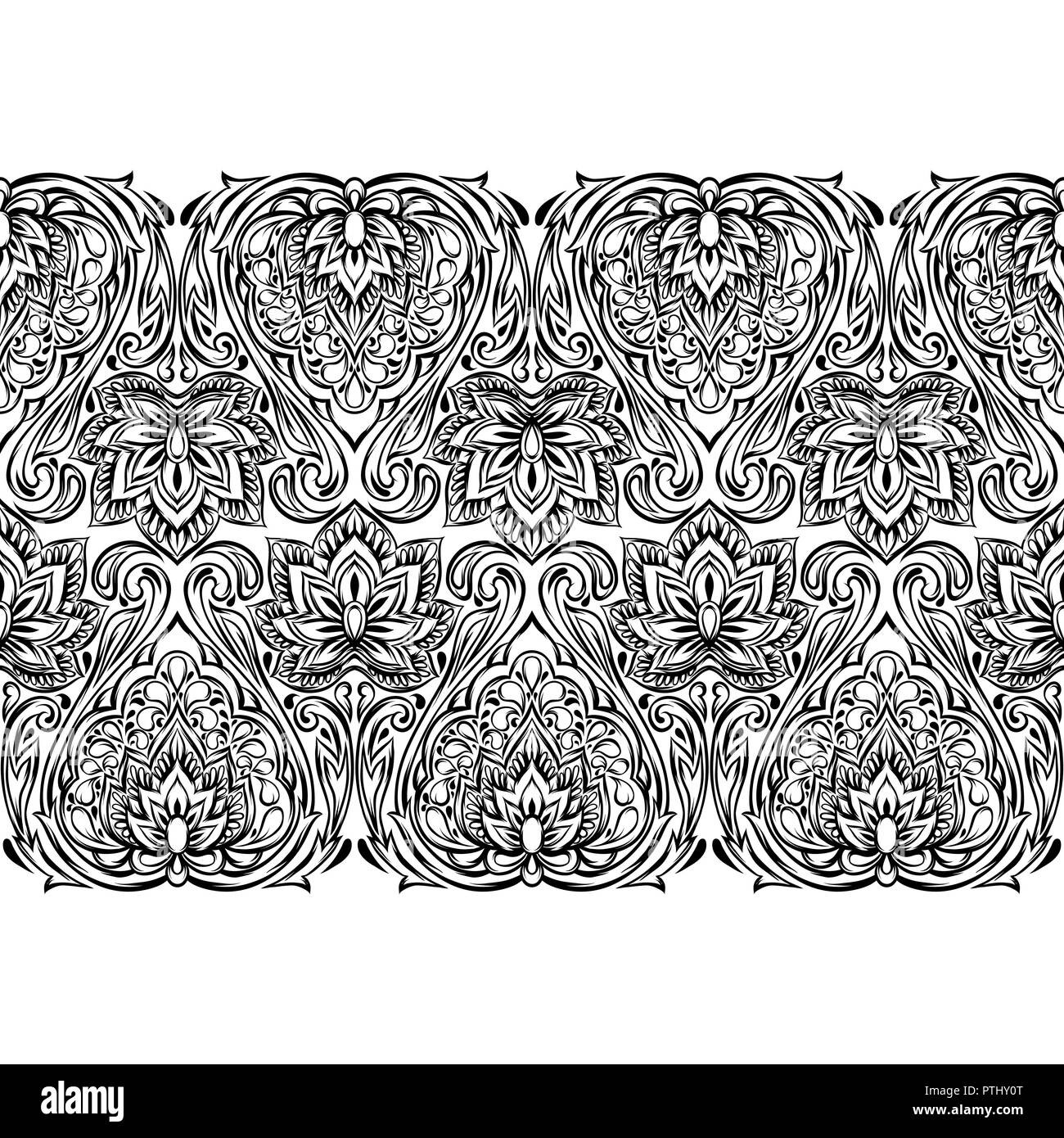 Indian paisley pattern Black and White Stock Photos & Images - Alamy